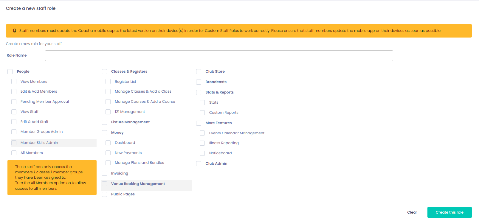 Creating and Managing Custom Staff Roles – Coacha